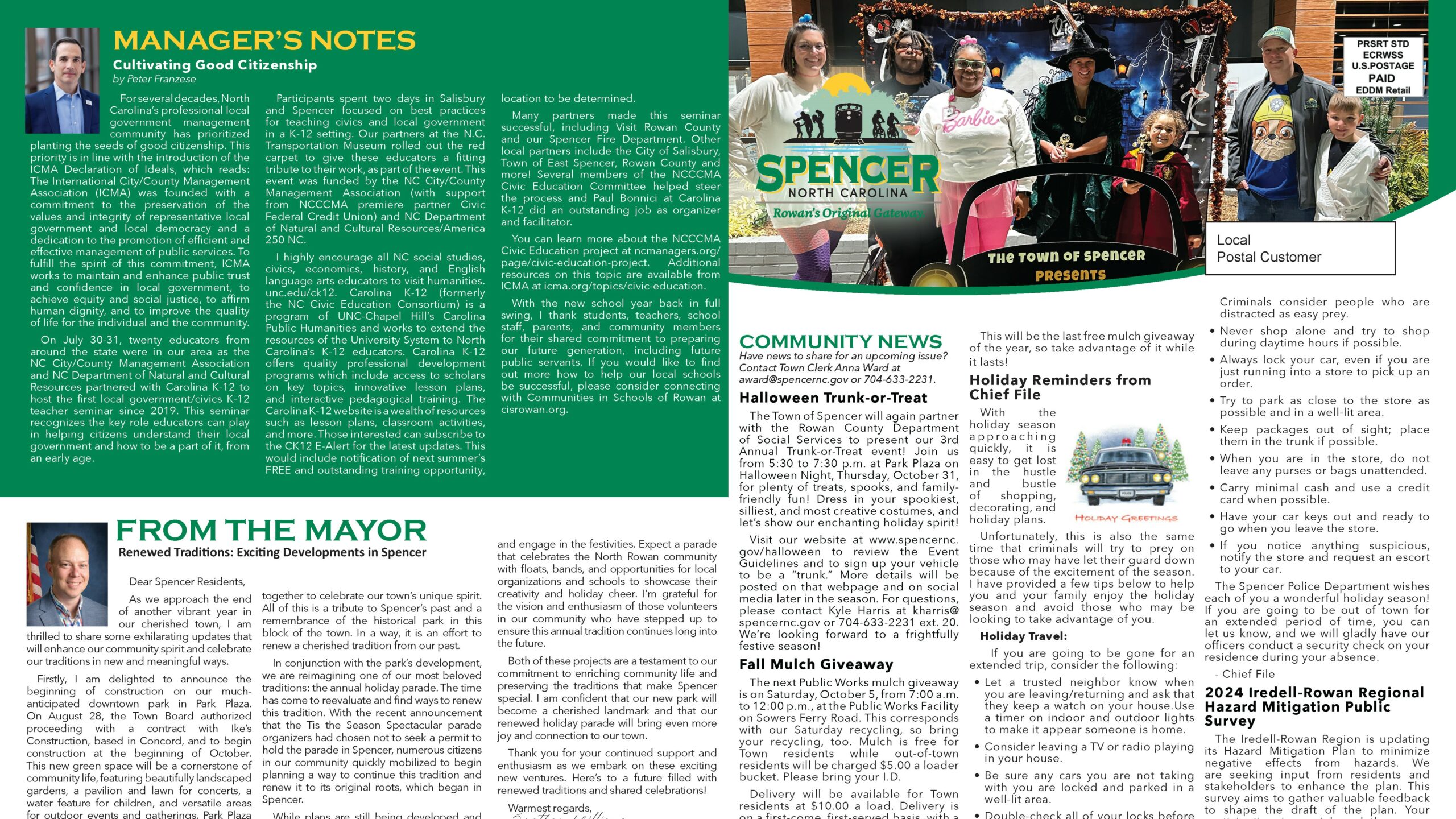 Fall 2024 Newsletter - Town of Spencer - North Carolina